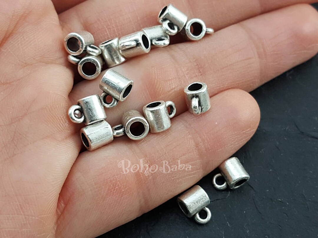 Antique Silver Plated Mini Bails, Silver Bead Bails, Charm Holder ...