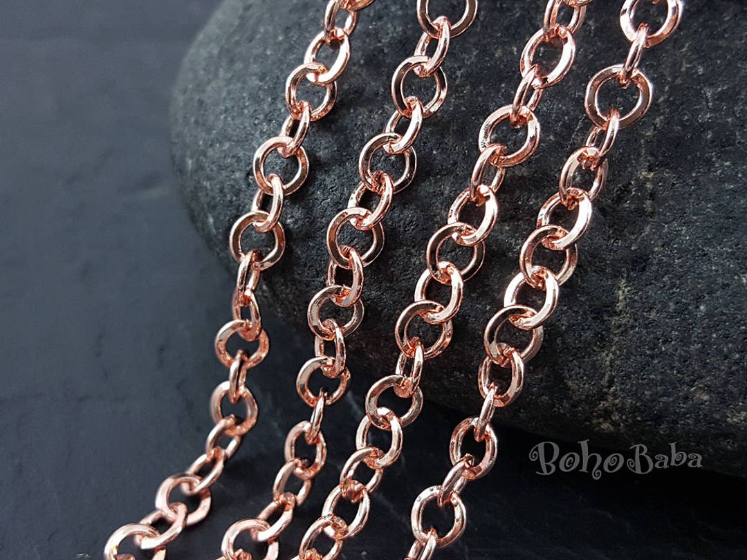 Rose Gold Chain, 1 Meter, Gold Plated Chain, Unsoldered Link, Rose Gold ...