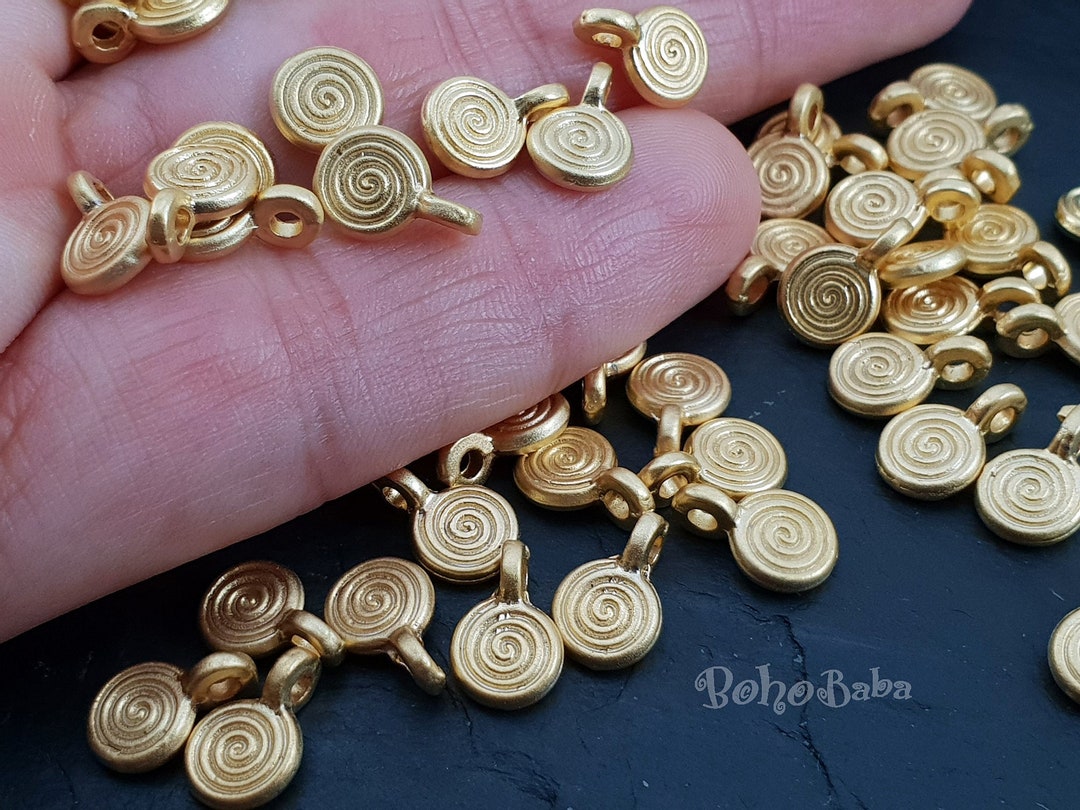 Gold Swirl, Beading Charms, Mini Swirl Charms, Mini Round Charms, Gold ...