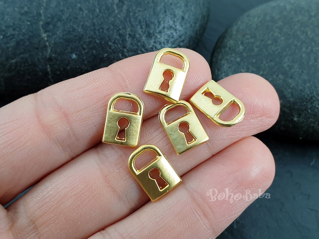Matte Gold Plated Padlock Charms, Mini Padlock Drop Charms, 8 Pc - Etsy
