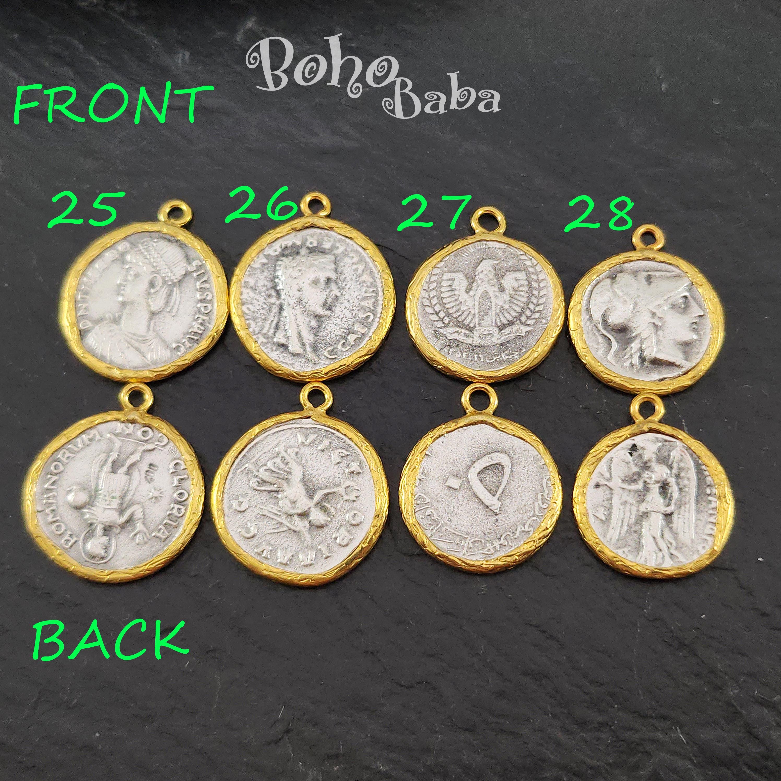 Silver Greek Coin Charm, Artemis Coin Pendant, Ancient Greek Goddess ...