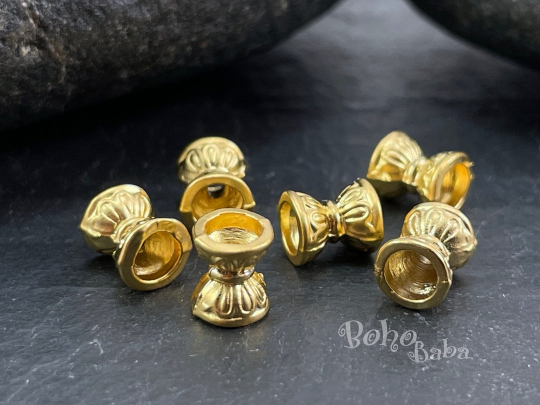 Gold Double Bead Cap, Gold Cone Caps, Tribal Bead Caps, Bead Cones ...