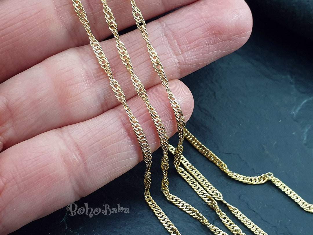 Dainty Gold Chain, Gold Singapore Chain, Link Chain, Cable Chain ...