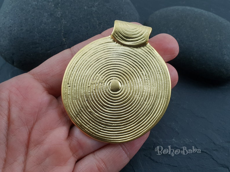 Large Gold Disc Pendant Round Pendant Gold Plated Mandala - Etsy