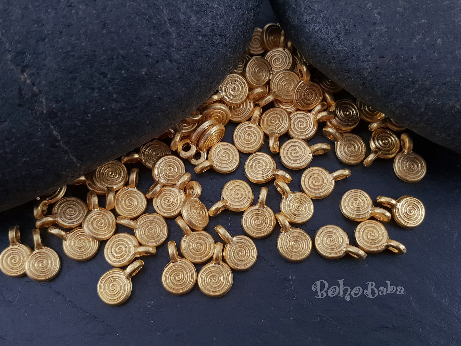 Gold Swirl Beading Charms Mini Swirl Charms Mini Round | Etsy