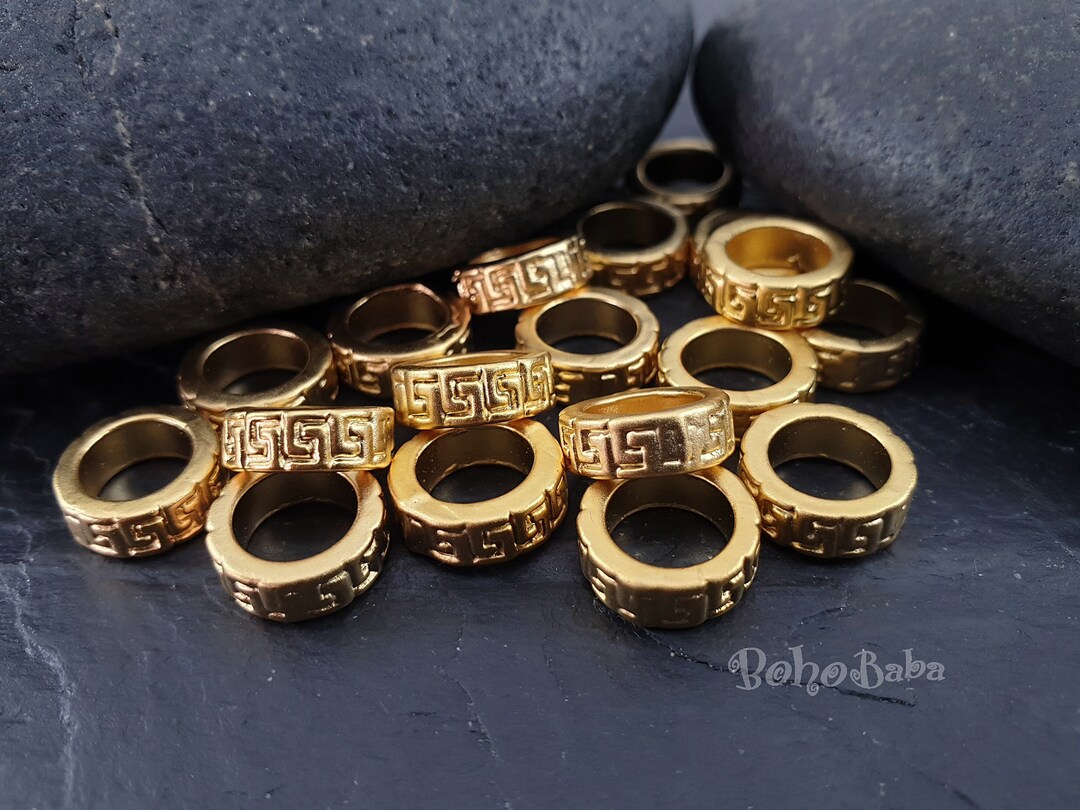 Gold Hoop Beads, Gold Spacer Beads, Gold Plated Beads, Bracelet Cord ...