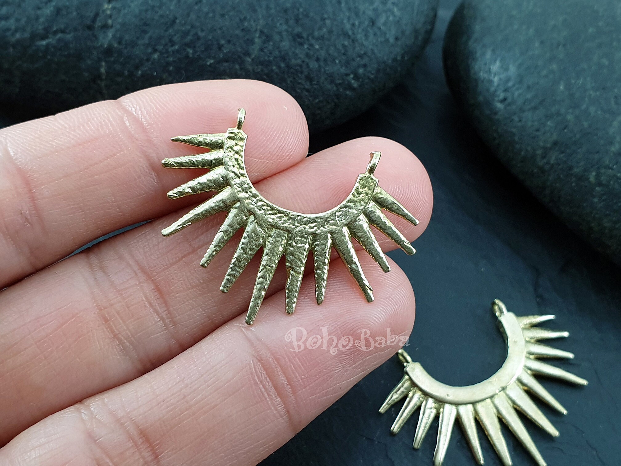 Raw Brass Sun Charm Sun Ray Charm Earring Charms Raw Brass | Etsy