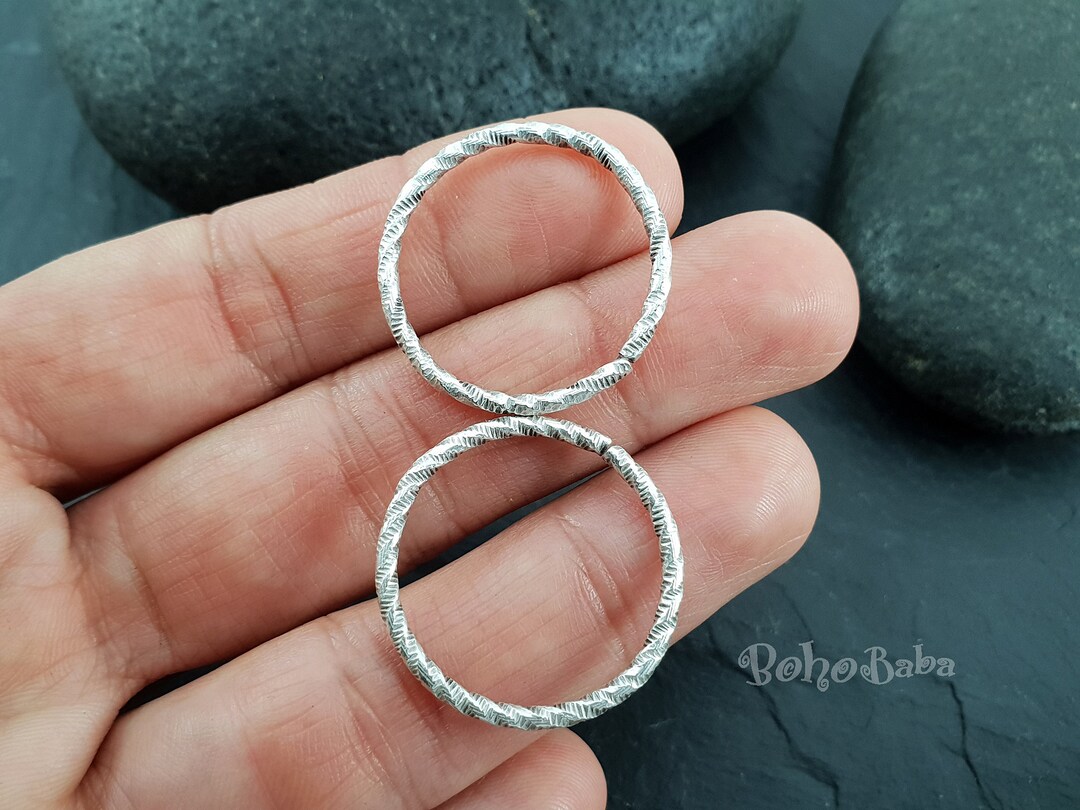 Large Silver Jump Rings, Large Open Ring, Twisted Hoop Rings, Circle ...
