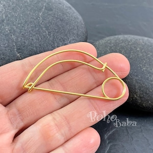 Large Safety Pin, Gold Safety Pin, Gold Brooch Pin, Gold Plated Clasp ...