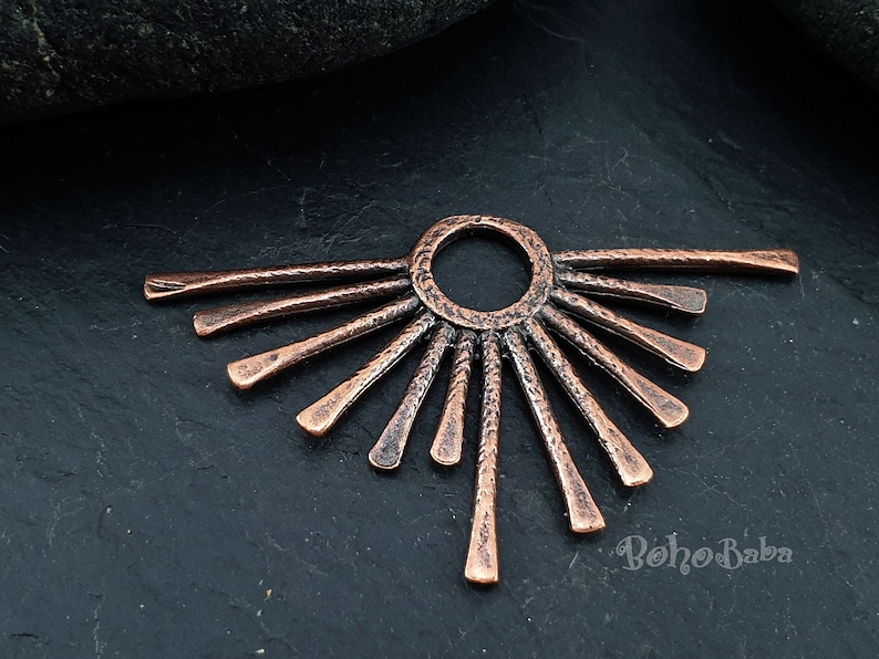 Large Copper Sun Charm Sun Ray Charm Earring Charms Copper - Etsy