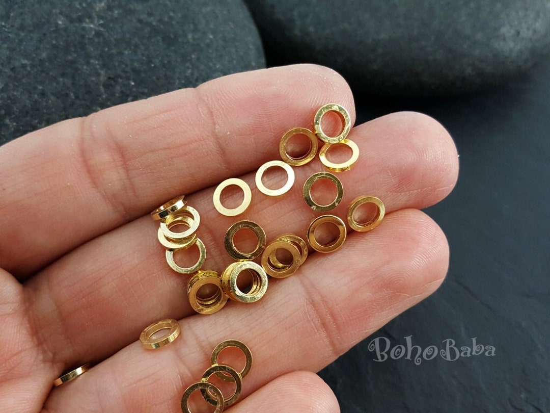 Mini Round Gold Hoops, 6mm Hoop Charms, Gold Plated Round Loop Charms ...