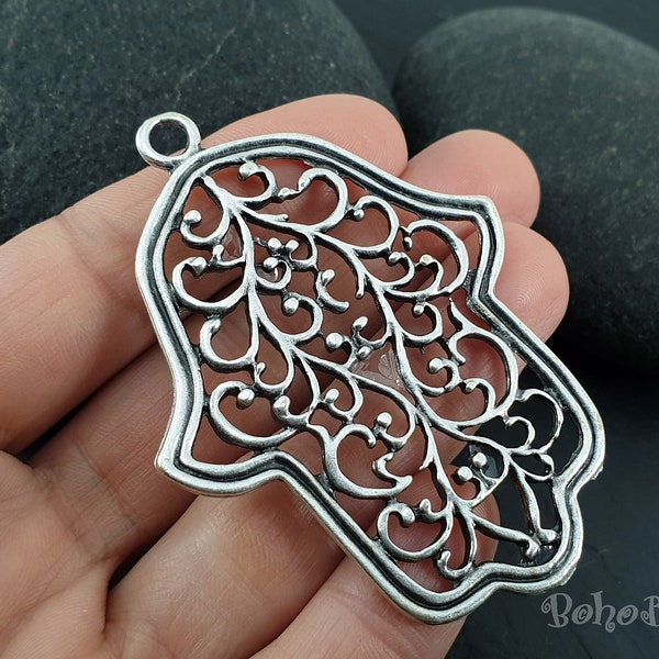 Silver Hamsa Pendant - Etsy UK