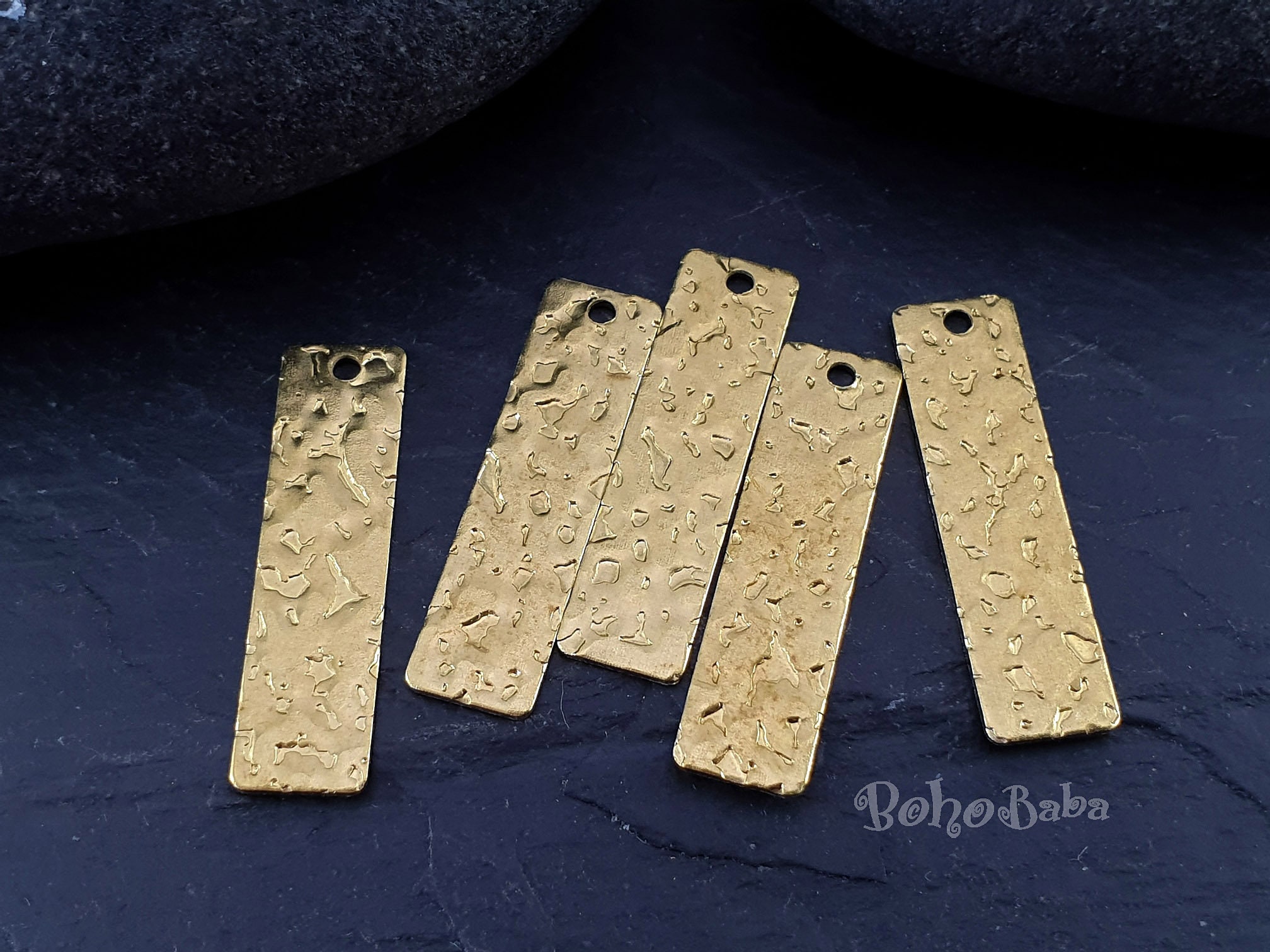 Brass Rectangle Bar, Raw Brass Rectangle Charm, Hammered Jewelry ...