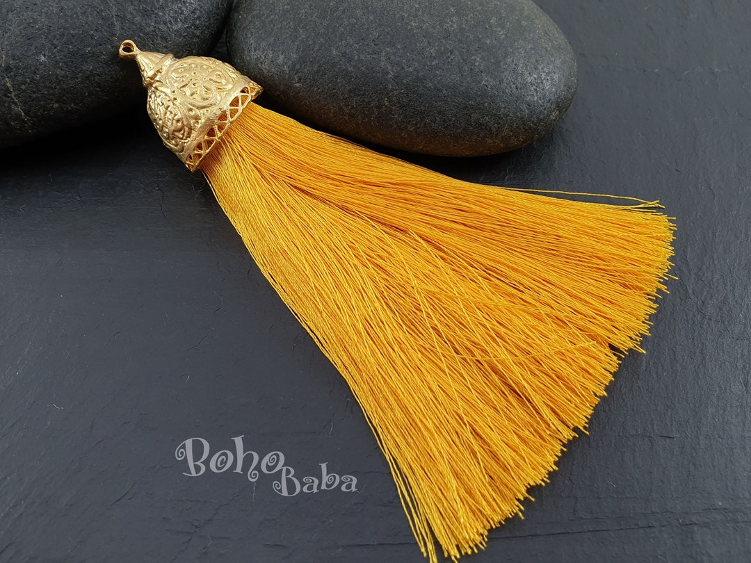 Yellow Silk Tassel, Extra Large Tassel, Large Tassel Pendant, Thick ...