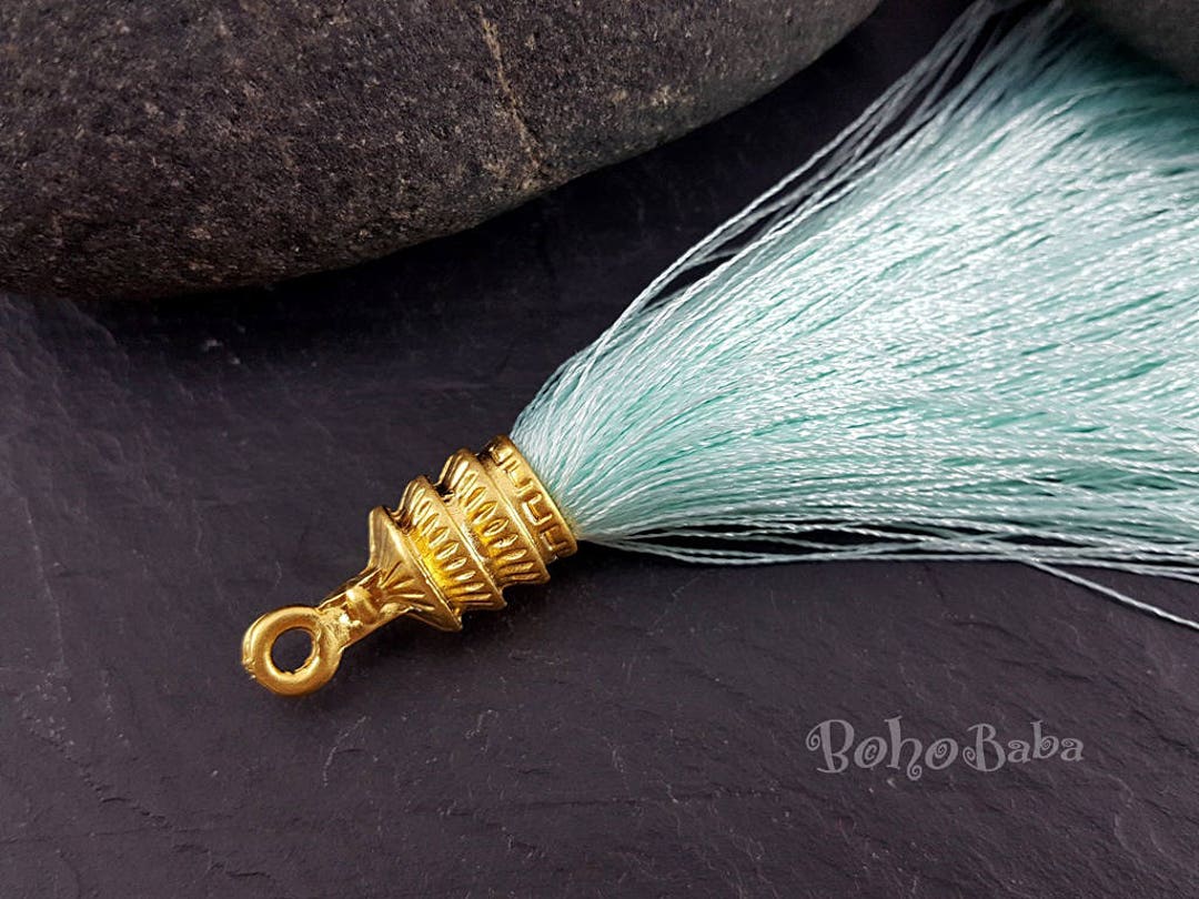 Quaste Halskette, Mala Quaste, Handtasche Quaste, Boho Schmuck, Aqua ...