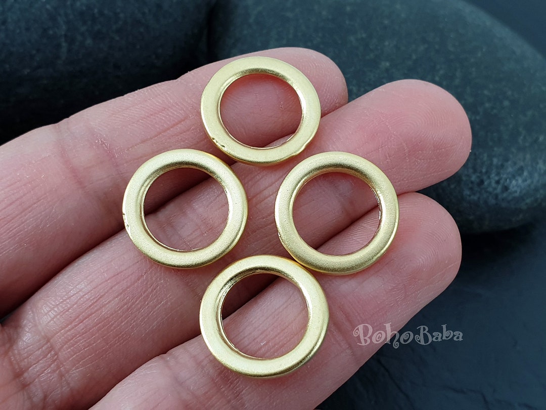 Gold Hoop Charms, Gold Circle Connectors, Round Loop Charms, Gold ...