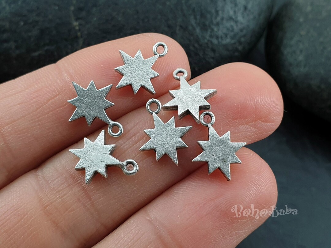 Silver North Star Charms Tiny North Star Charms North Star - Etsy