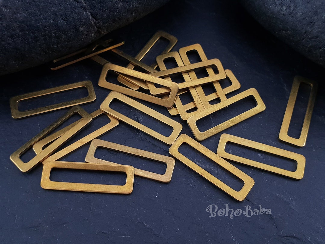 Raw Brass Rectangle Connectors, Rectangle Charms, Geometric Jewelry ...