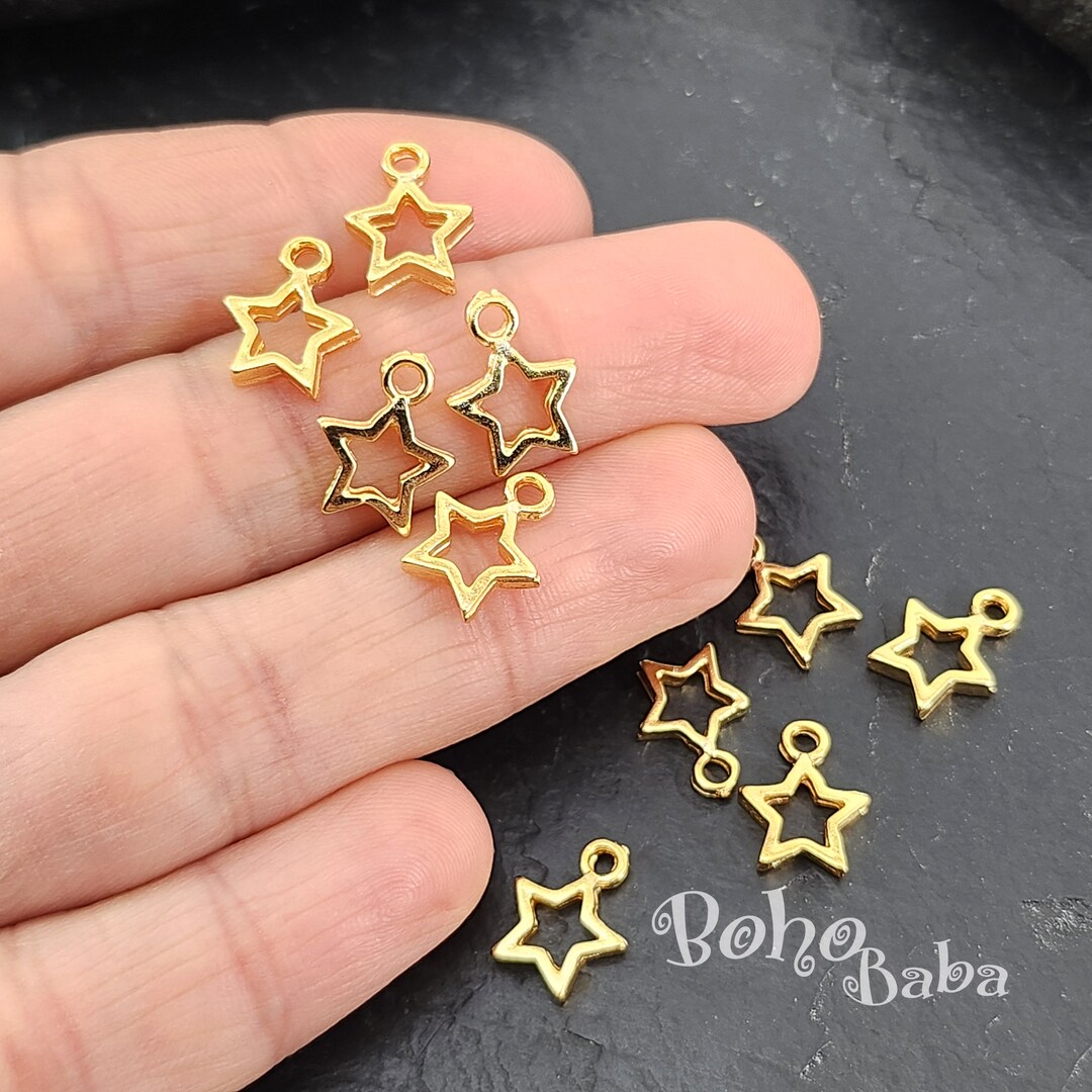 Shiny Gold Plated Mini Star Charms, Star Drop Charms, 10 Pc - Etsy