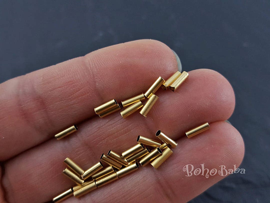 Mini Tube Beads, Gold Tube Beads, Spacer Tubes, Plain Tube Bead, Gold ...