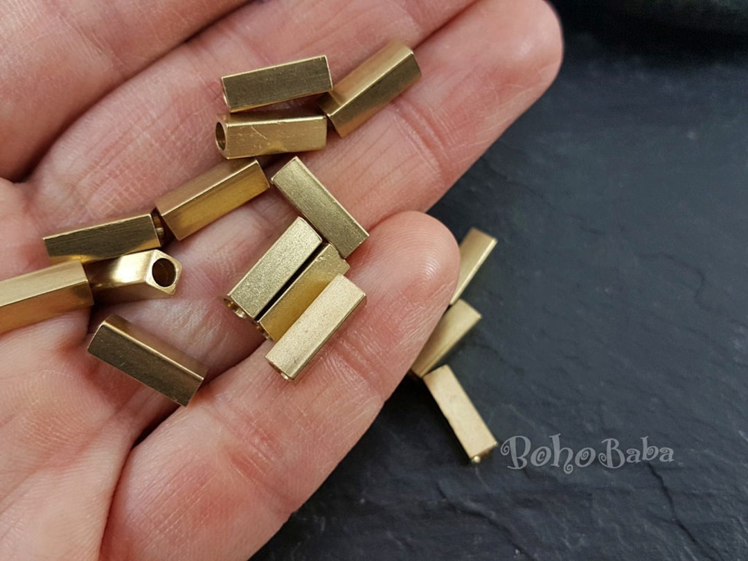 Square Tube Bead, Spacer Tubes, (4x12mm), Raw Brass Square Tube, Plain ...