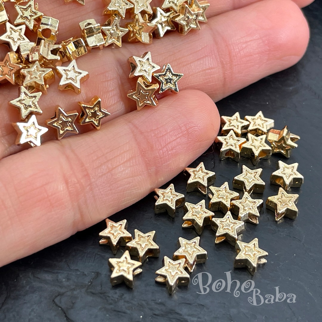 Shiny Gold Plated Star Spacer Beads, Mini Gold Star Charms, 10 Pc - Etsy