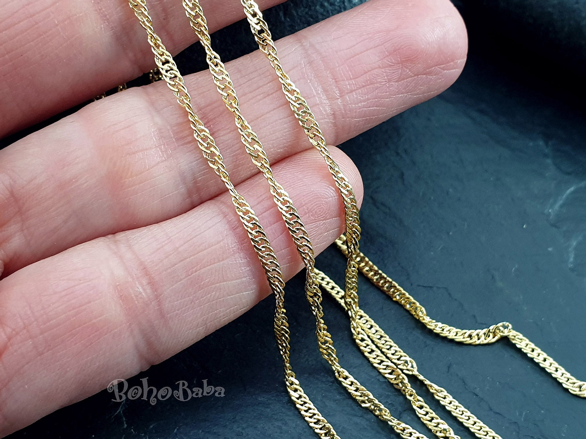 Dainty Gold Chain Gold Singapore Chain Link Chain Cable | Etsy UK