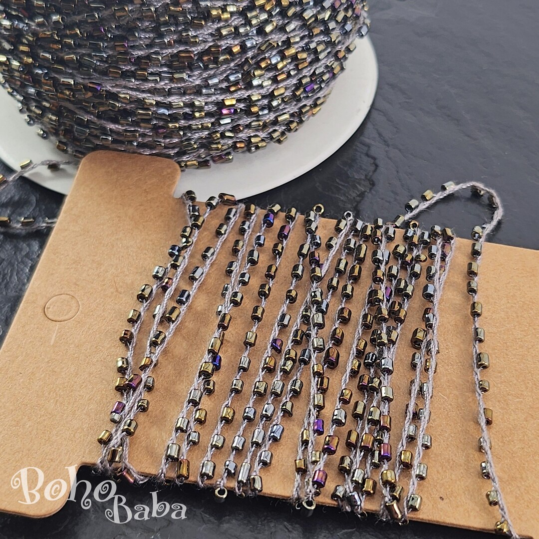 Seed Beaded Jewelry Cord String, Bugle Beaded Cord for Bracelet ...