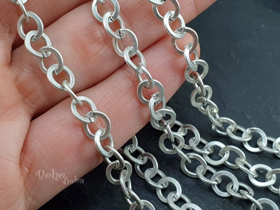 Silver Chain, Round Link Chain, 1 Meter, Large Silver Chain, Unsoldered ...