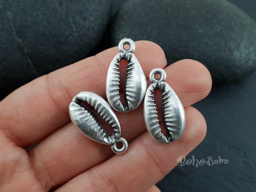 Silver Seashell Charm, Cowrie Shell Charms, 3 Pc - Etsy
