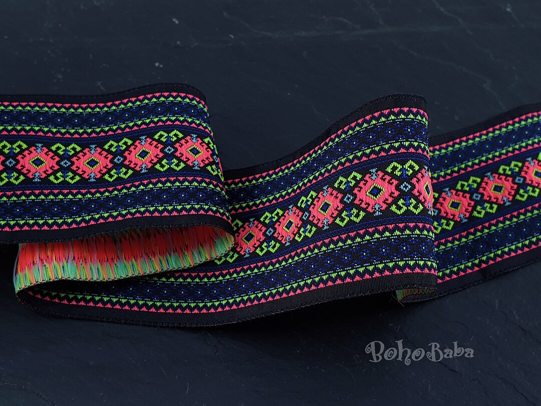 Jacquard Ribbon, Wide Trim, 50mm Wide, Jacquard Trim, Embroidered Woven ...