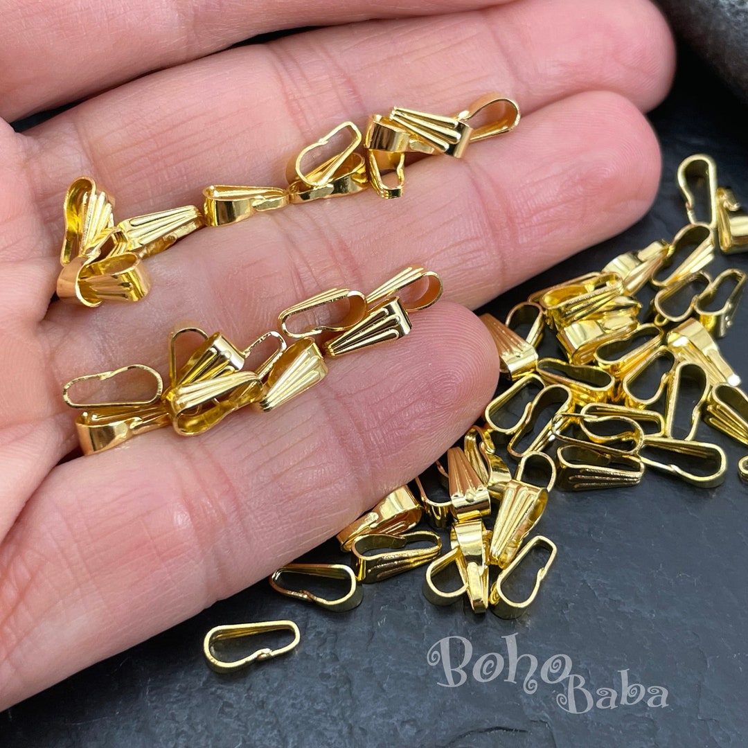 Gold Plated Snap on Bails, Gold Pinch Bails, Small Gold Bails With ...