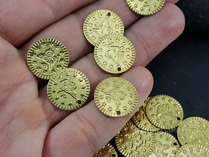 Raw Brass Coin Charms Brass Coins Mini Coin Charms Rustic - Etsy