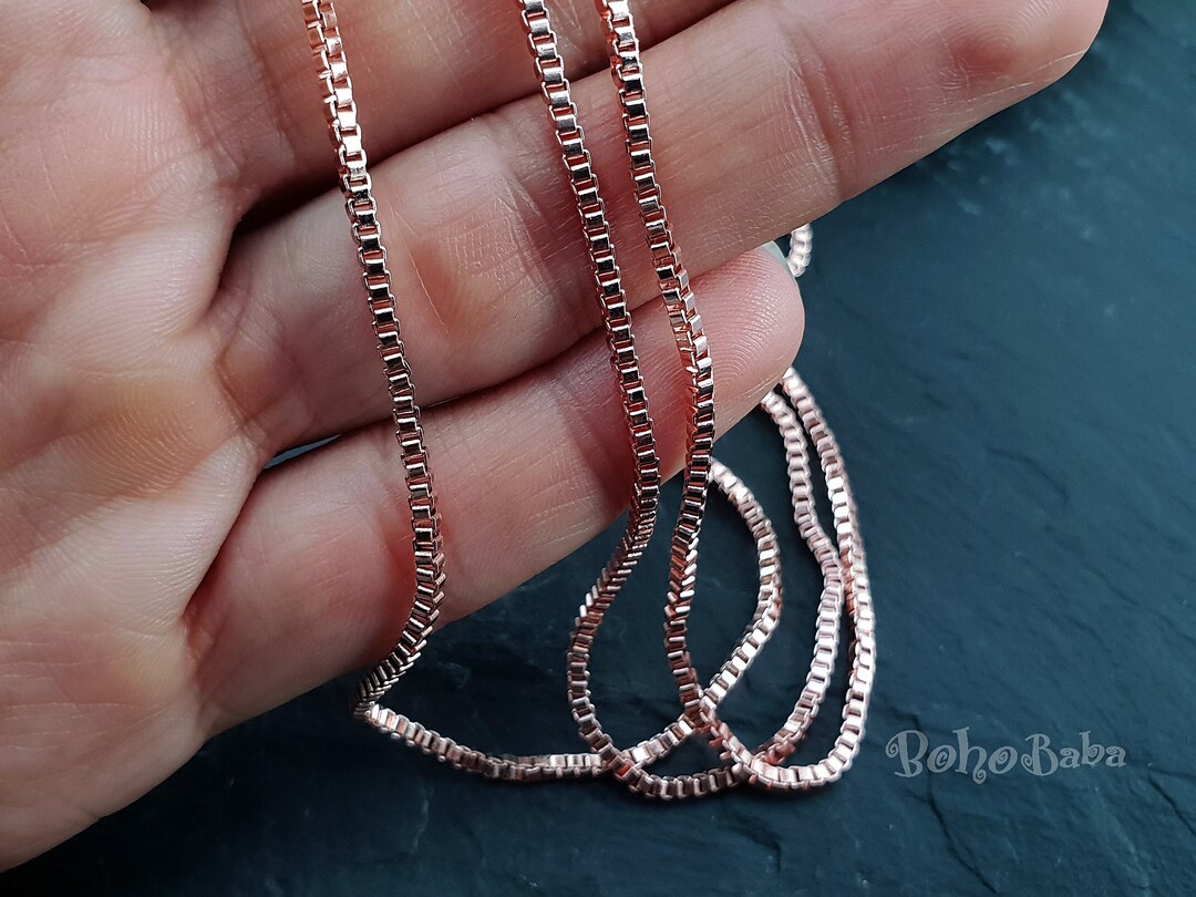Rose Gold Box Chain, Dainty Rose Gold Necklace Chain, Bracelet Chain ...