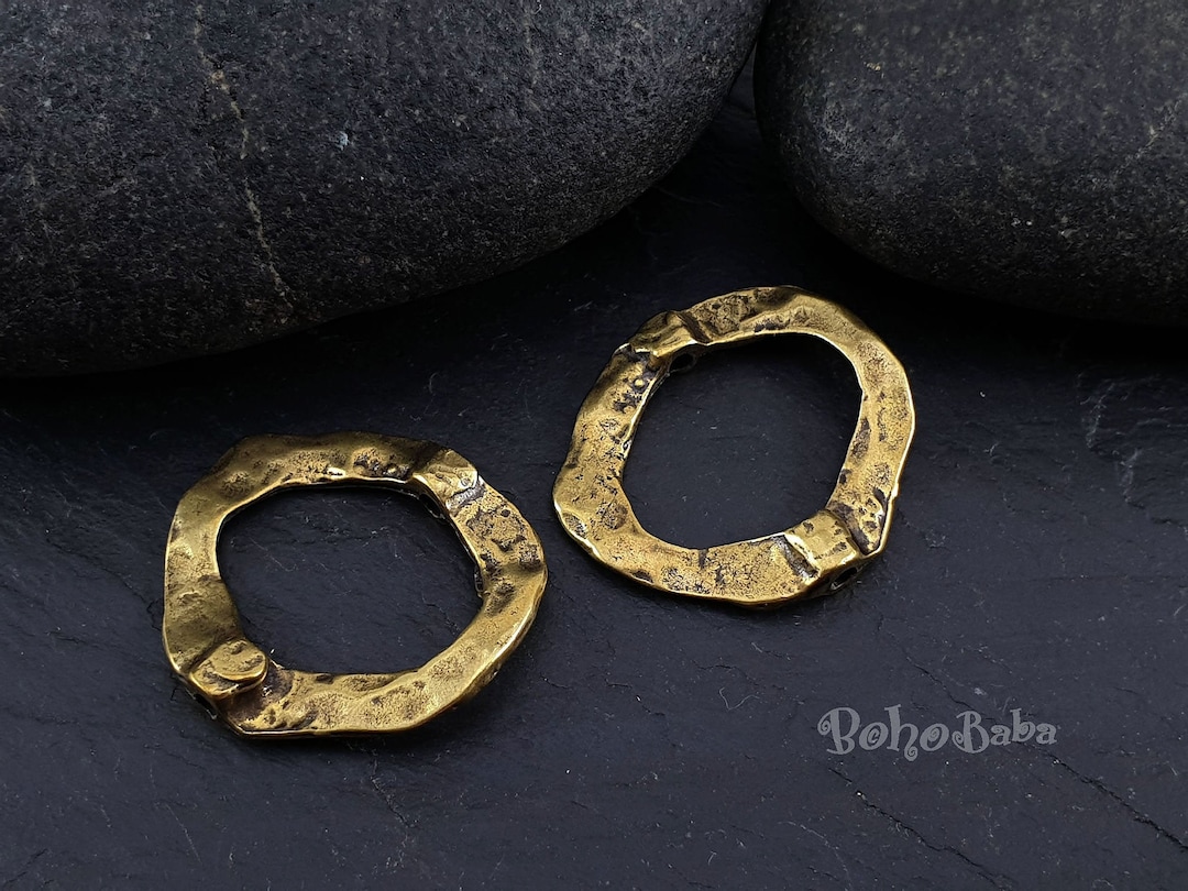 Large Hoop Beads, Round Loop, Bronze Hoop Pendant, Closed Loop, Bronze ...