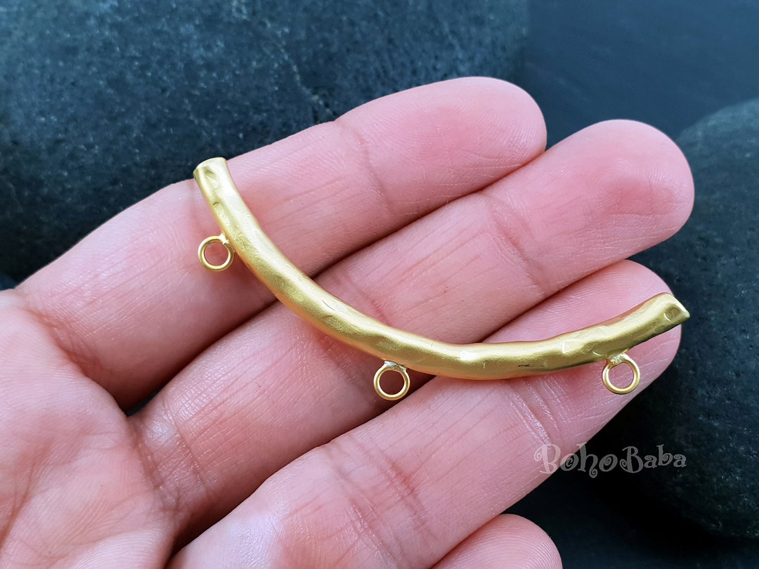 Gold Collar Connector Tube, Multi Loop Tube Connector, Hammered Tube ...