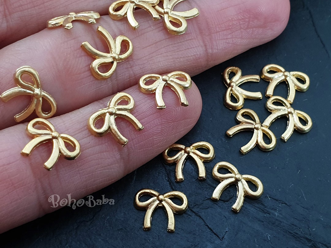 Gold Bow Tie Connectors, Tiny Bow Tie Charms, 10 Pc - Etsy