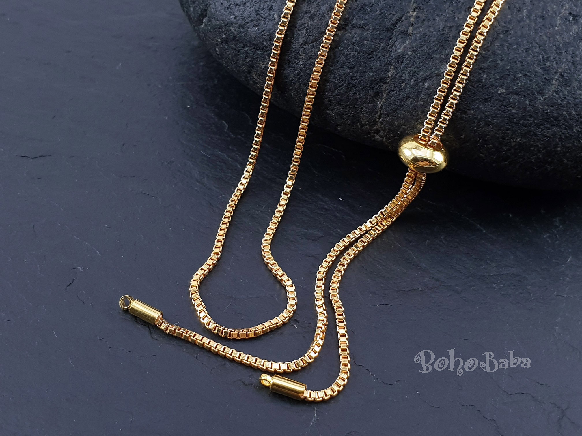 Adjustable Necklace Blank Gold Chain Necklace Gold Box Chain - Etsy