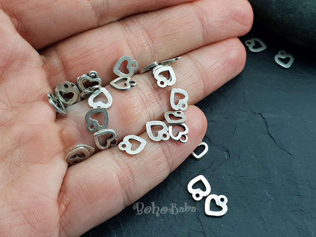 Tiny Heart Charms, Silver Heart Charms, Mini Heart Charms, 20 Pc - Etsy