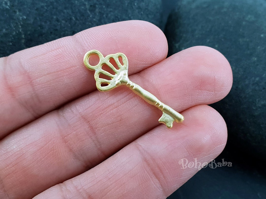 Gold Key Charms, Mini Key Charms, Key Charms, Mini Gold Charms, Mini ...