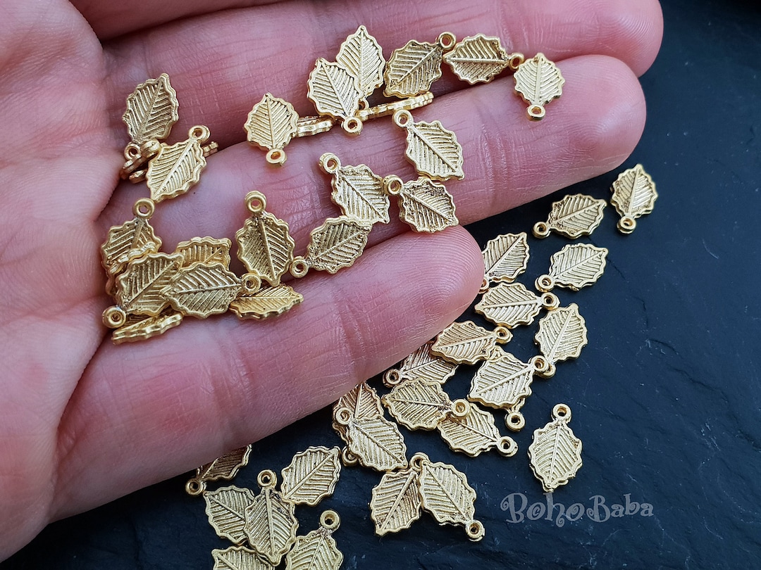 Tiny Gold Leaf Charms, Mini Leaf Charms, Gold Leaf Jewelry, 10pc - Etsy