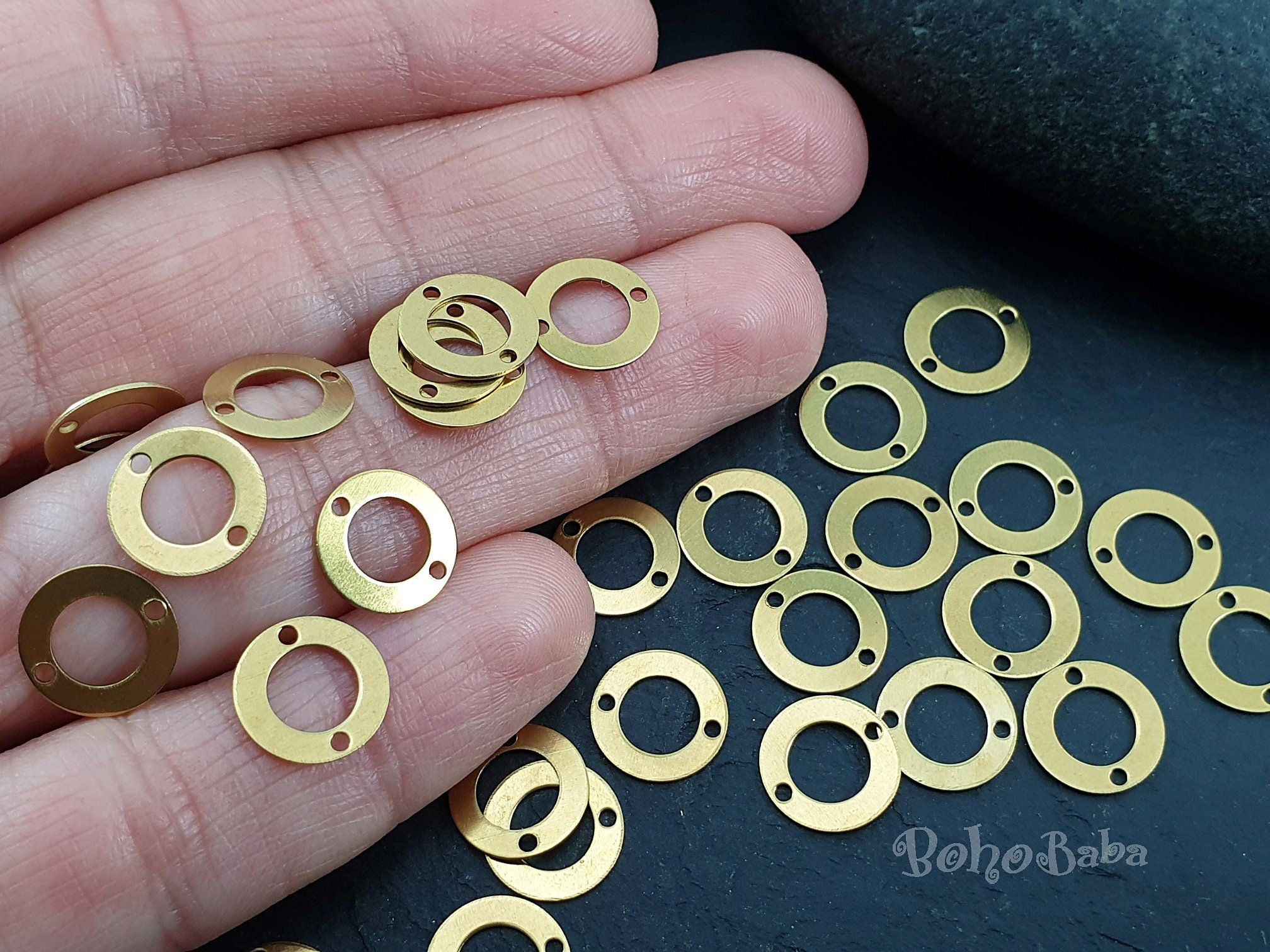 Mini Brass Hoop Connectors Two Hole Loop Connectors Circle - Etsy UK