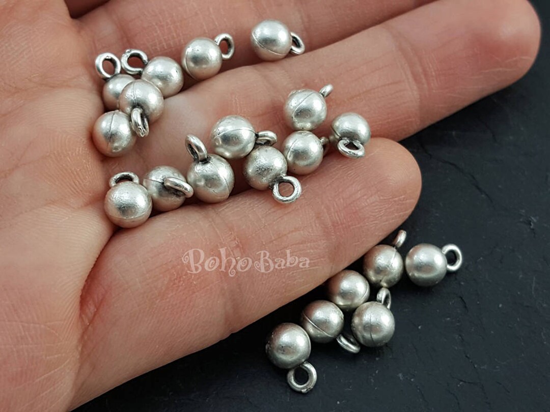 Silver Ball Charms, Mini Silver Drop Charms, 6mm Ball Charms, Tribal ...