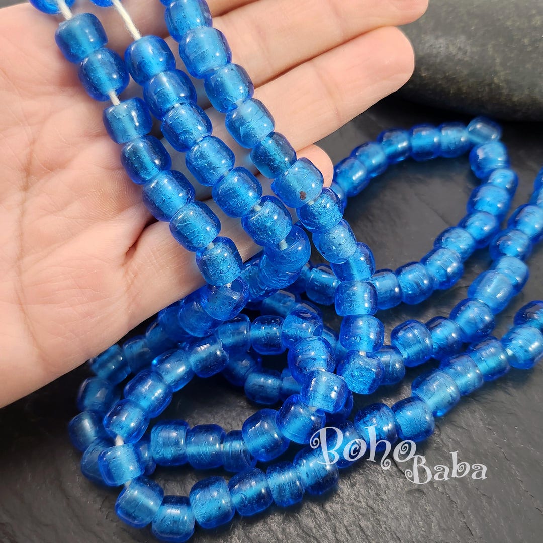 Artisan Handmade Translucent Cobalt Blue Glass Ball Beads, Traditional ...