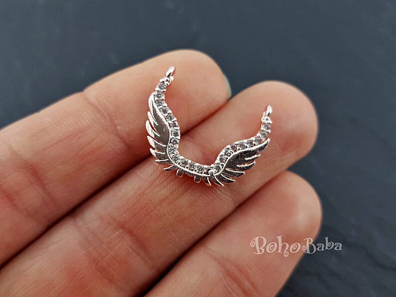 Angel Wings Pave Pendant Rose Gold Wing Necklace Micro Pave | Etsy