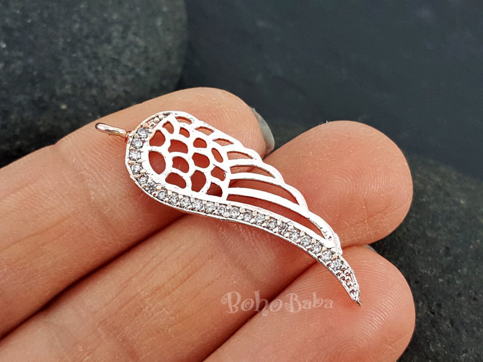 Rose Gold Angel Wing Angel Wing Pendant Pave Wing Rose Gold - Etsy UK