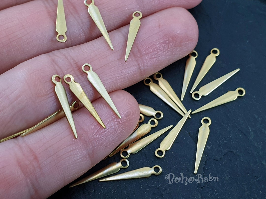 Spike Charms, Brass Spike, Raw Brass Spike Charms, Mini Brass Charms ...