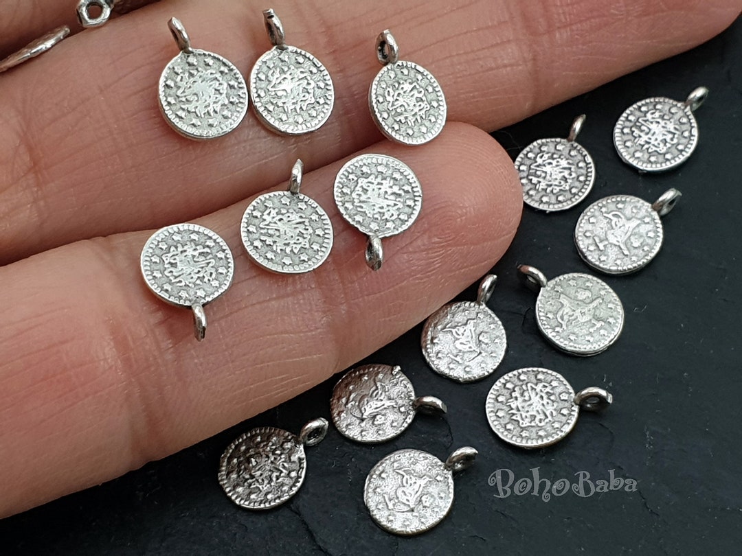 Mini Coin Charms, Silver Coins, Turkish Jewelry, Rustic Coins, Coin ...
