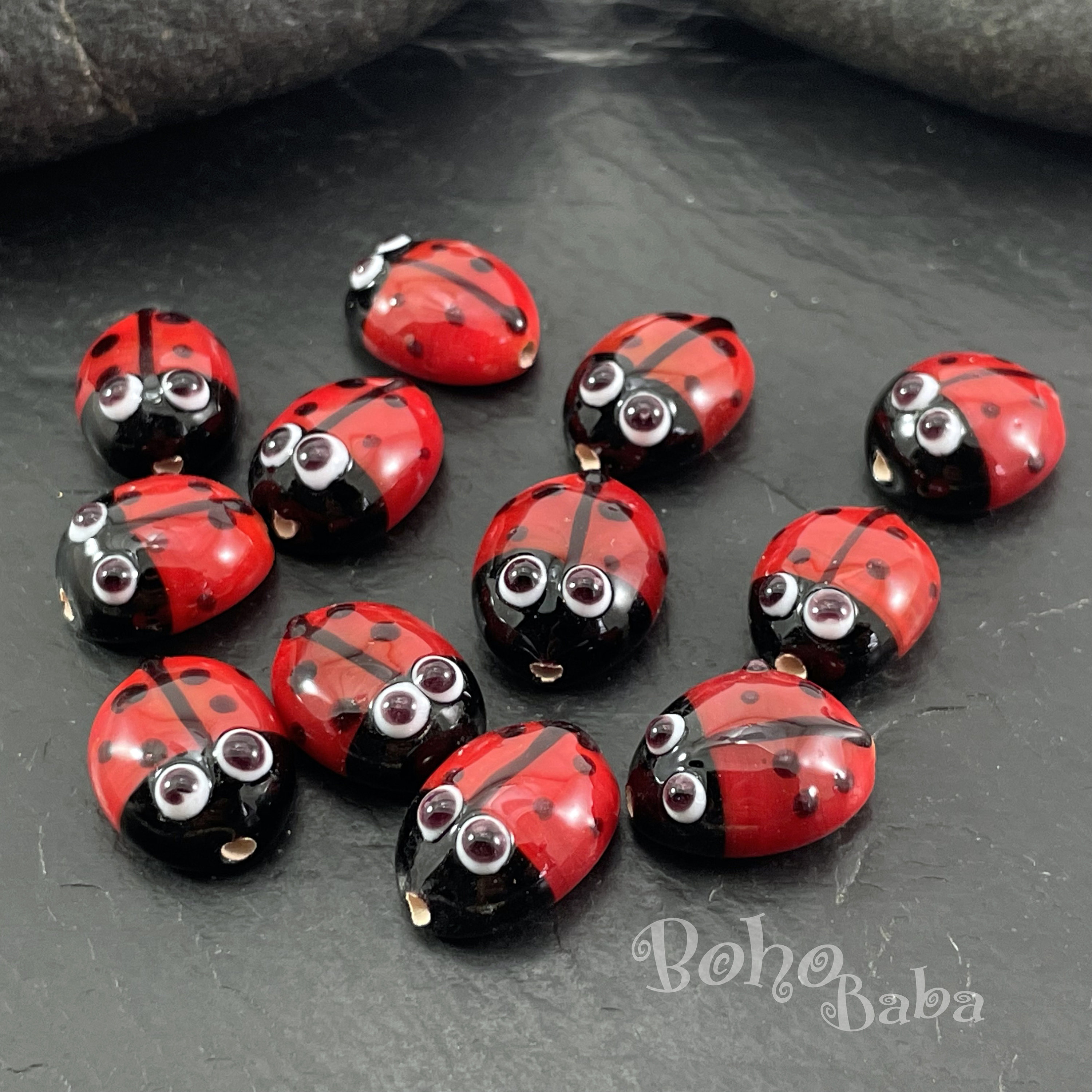 Murano Ladybird Bead, Lampworked Handmade Glass Ladybird Charm, 1pc - Etsy
