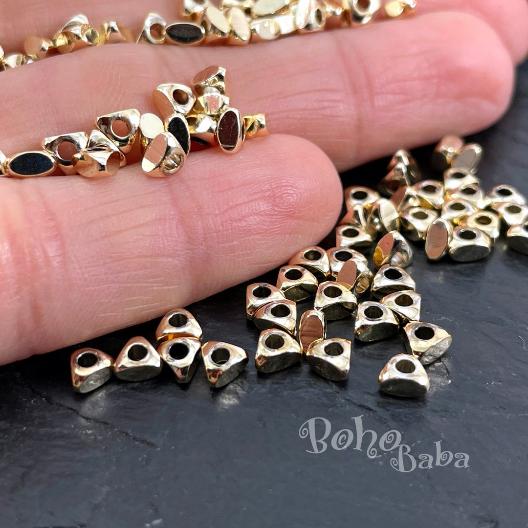 Shiny Gold Plated Triangle Heishi Spacer Beads, Gold Saucer Spacer ...